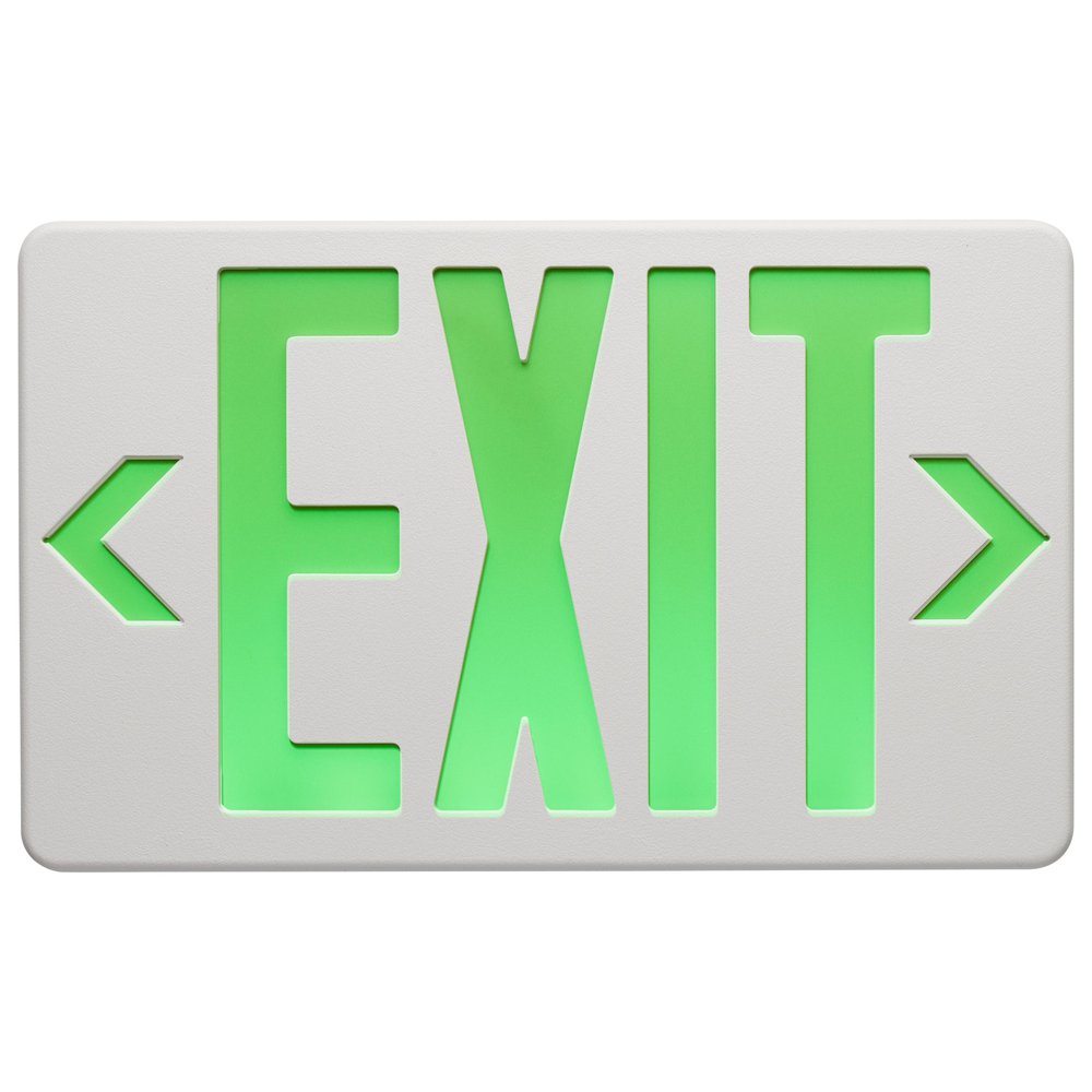 67-100 Green LED Exit Sign, 90min Ni-Cad backup, 120/277V, Single/Dual ...