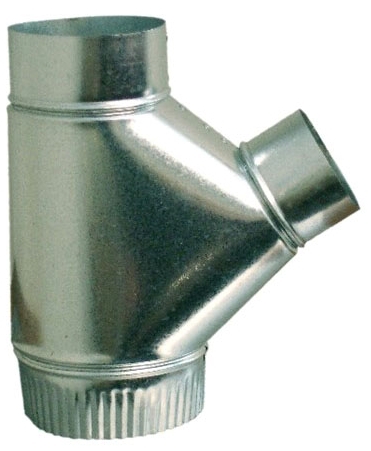 6'' x 6'' x 4'', 45 Degree Reducing, Air Flow Duct Wye - Wallington ...